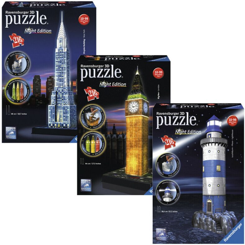 RAVENSBURGER 3D Puzzle – Night Edition Erwachsenenpuzzle Bauwerke 216 ...