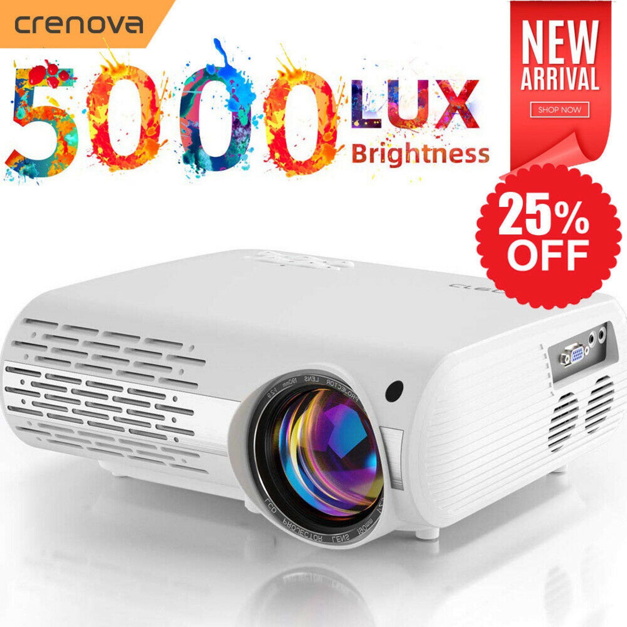 Crenova Beamer Video Projektor Full HD 1080P LED LCD 3D Heimkino Beamer ...