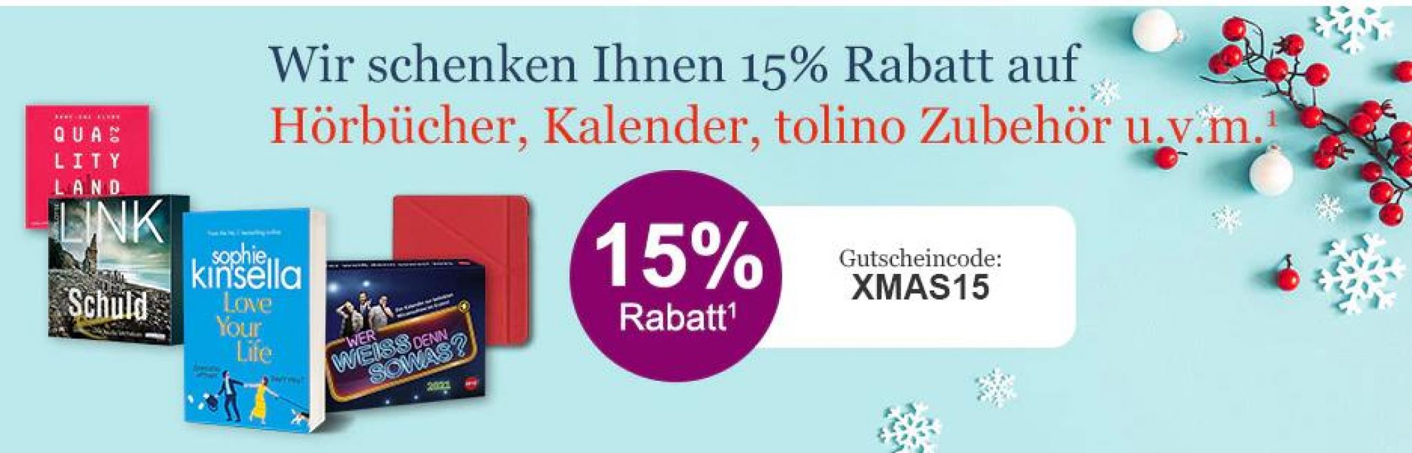 eBook.de: 15% Rabatt auf Hörbücher, Kalender, tolino Zubehör u.v.m ...