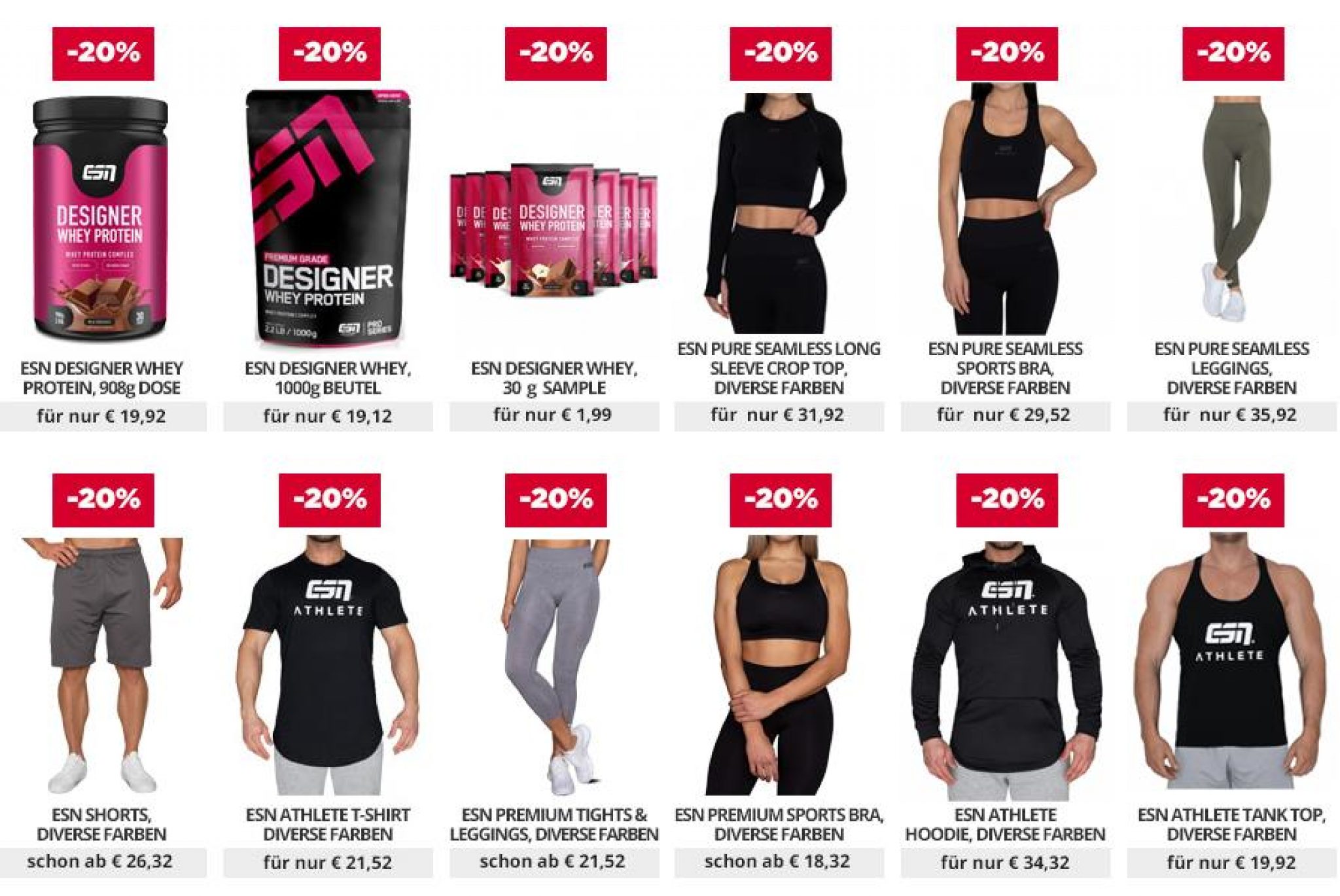 Fitmart – 20% auf ESN Designer Whey + ESN Sportswear! – YourDealz.de