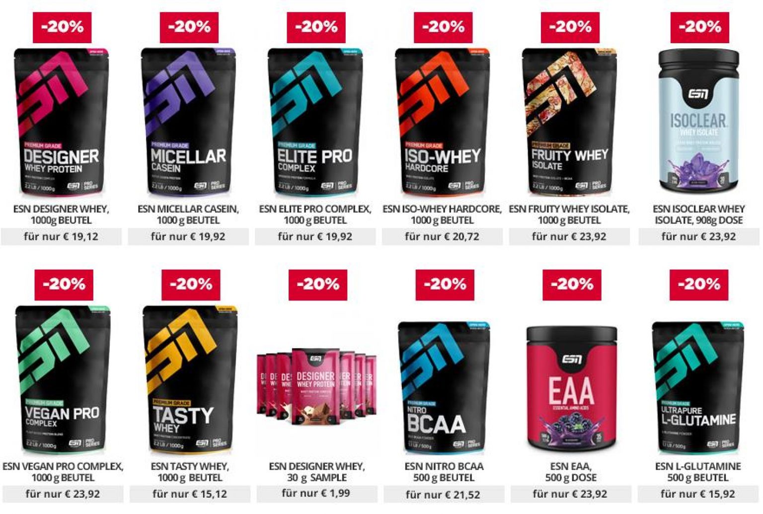 Fitmart – 20% Rabatt auf alle ESN Proteine & ESN Aminos! – YourDealz.de